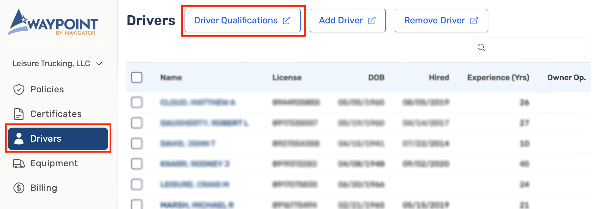 How to view Driver Qualifications – Navigator Help Center