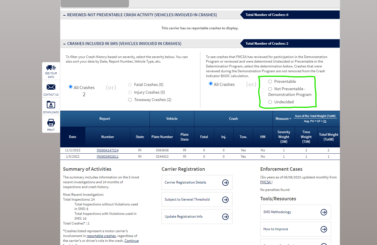How is a crash removed from a SMS basic score? – Navigator Help Center